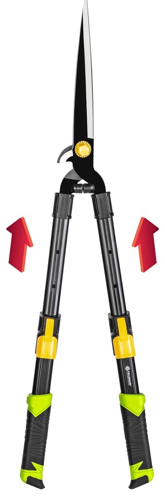 Fieldmann FZNR 1030 Teleskopické pákové nůžky Rozměry: délka 73,5-85 cm, šířka 19,5 cm, Čistá hmotnost: 1280 g, Výjimečně ostrá čepel, Pogumovaná