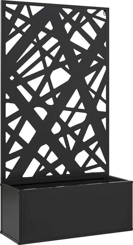 Outsunny Pěstební Box s Mřížkou, Ochranný Paravent, Kovový Pěstební Box pro Vnitřní a Vnější Použití, Balkónová Terasa, 61x23x113 cm, Černá