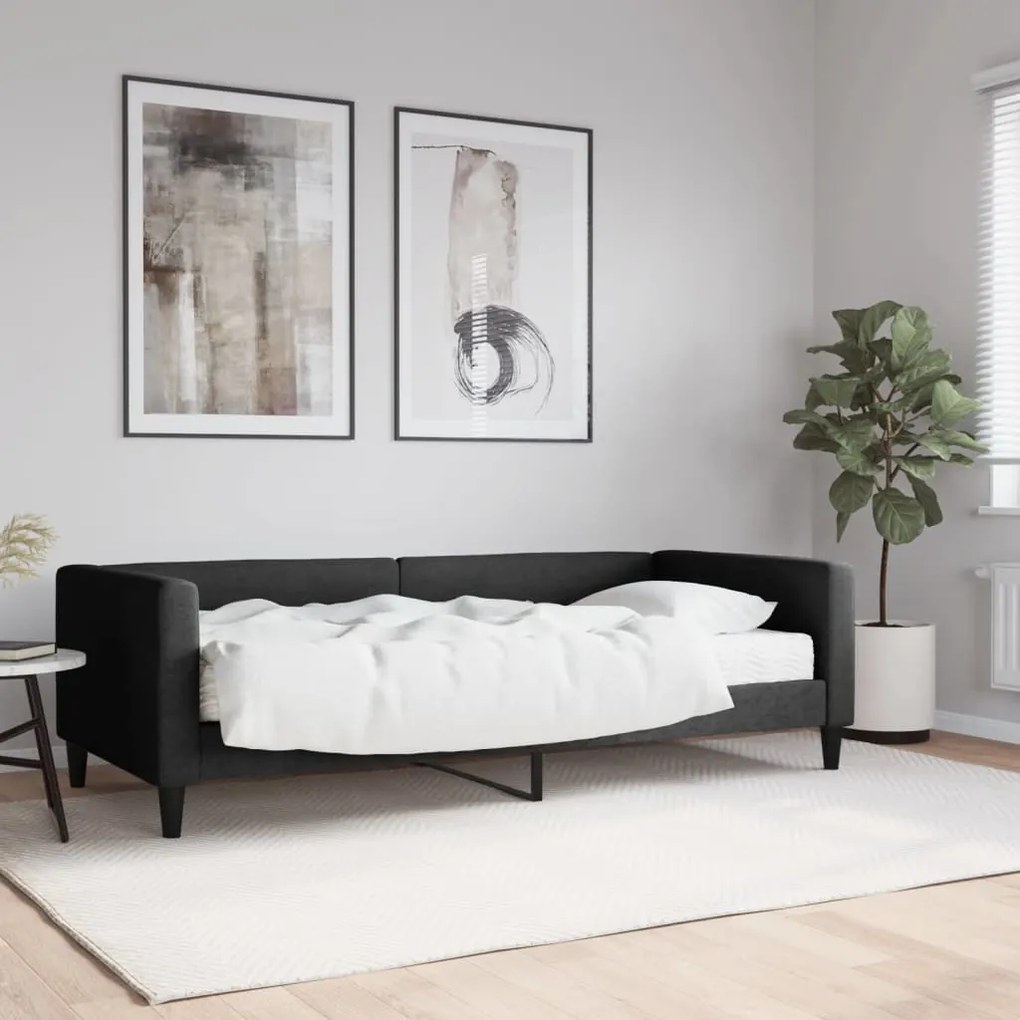 Válenda s matrací černá 90 x 190 cm textil 3196572