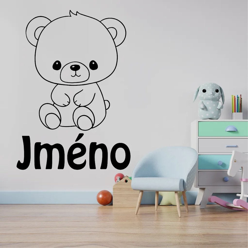 Živá Zeď Samolepka na zeď Medvídek se jménem Barva: černá