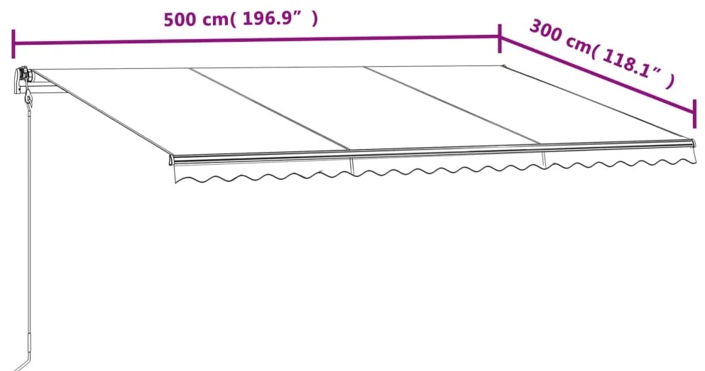 vidaXL Marketos Automatická zatahovací markýza 500 x 300 cm krémová