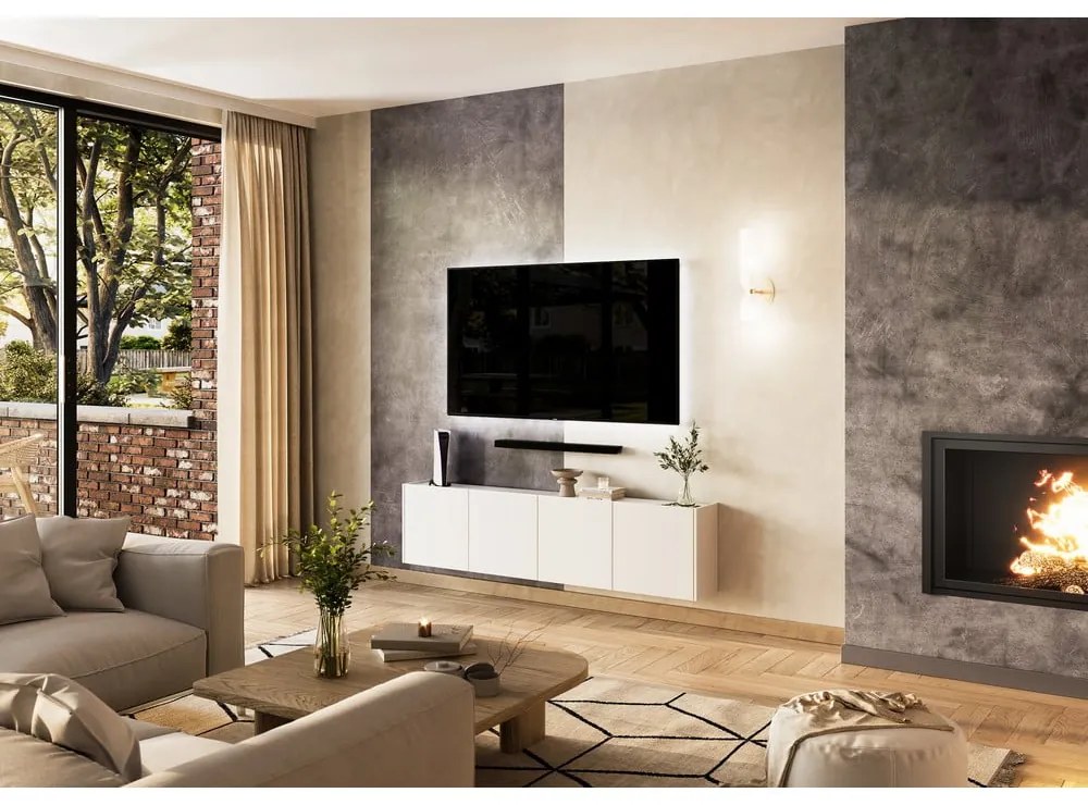 Bílý TV stolek 183x45 cm Piana – Germania