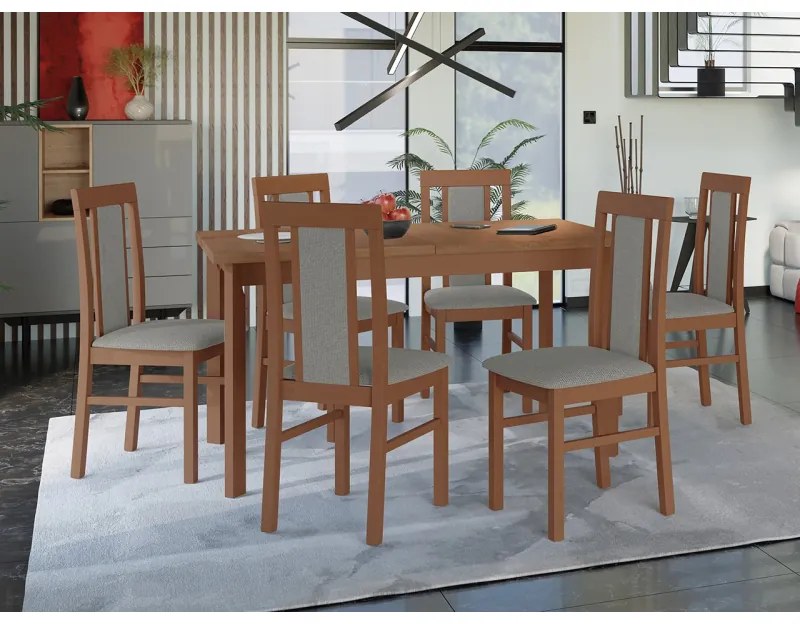Rozkládací stůl se 6 židlemi - AL34, Barva dřeva: olše-L, Potah: 26x - Kronos 22