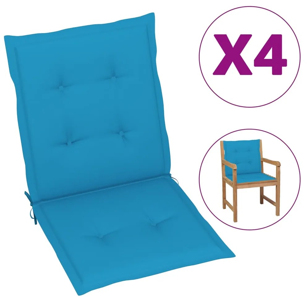 47555 vidaXL Podušky na zahradní židle 4 ks modré 100 x 50 x 3 cm