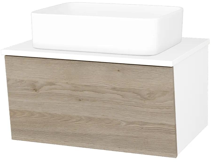 Dřevojas Koupelnová skříň INVENCE SZZ 65 (umyvadlo Joy) Varianta: L01 Bílá vysoký lesk / D01 Beton