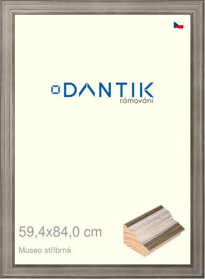 DANTIK rámeček 59,4x84 | Museo stříbrná (Plexi Čiré)
