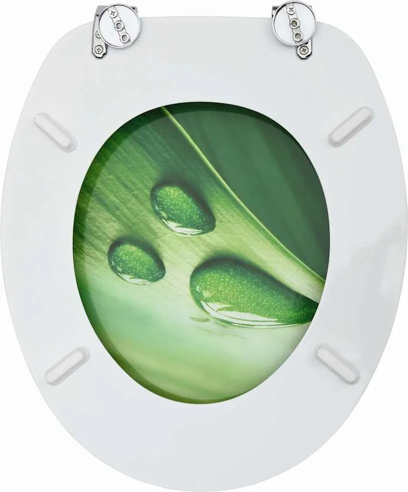 WC sedátka s víky 2 ks MDF motiv zelené vodní kapky 3056407