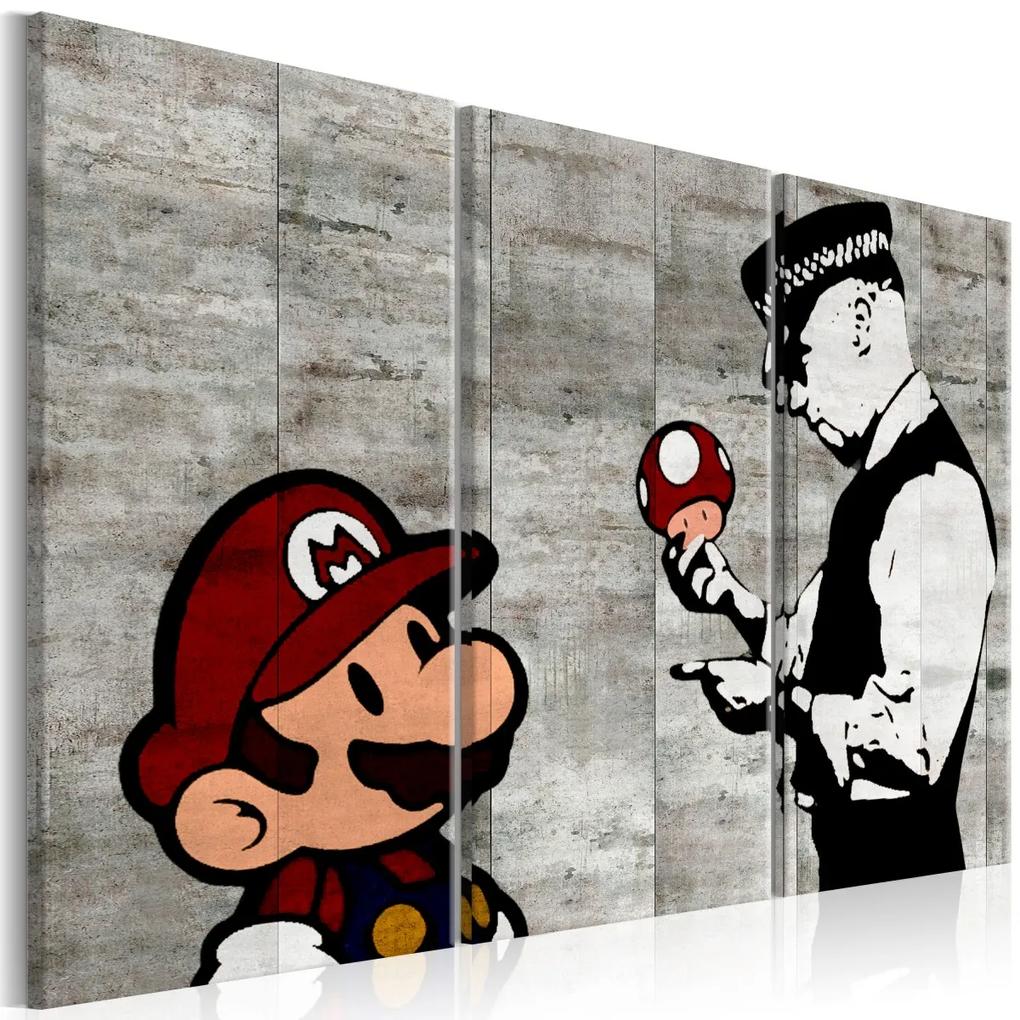 Murando DeLuxe Třídílný obraz - Banksy Mario Bros Velikost: 135x90 cm