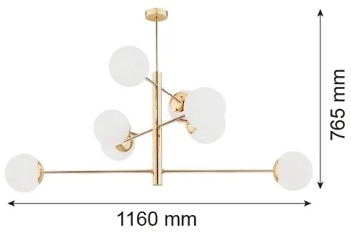 Argon 5043 - Lustr na tyči CAMERON 8xE27/15W/230V mosaz