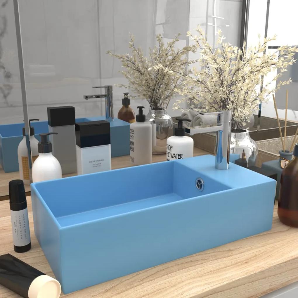 Koupelnové umyvadlo Geall s přepadem - keramické | světle modré
