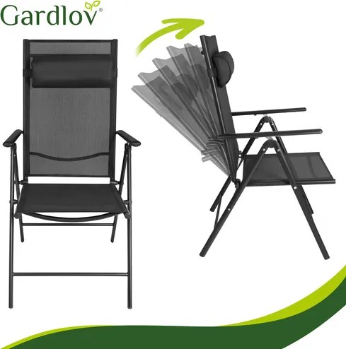 Skládací zahradní židle Gardlov černá, 2 kusy