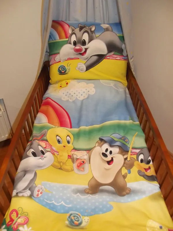 SDS Povlečení do postýlky Looney Tunes modrá Bavlna 90/130, 45/60 cm