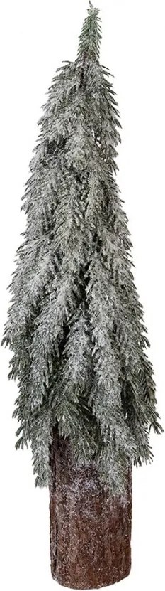 Vánoční dekorace jehličnatý zasněžený stromek na dřevě - Ø 18*57 cm