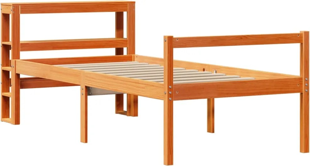 Rám postele s čelem voskově hnědý 75 x 190 cm masivní borovice 3305875