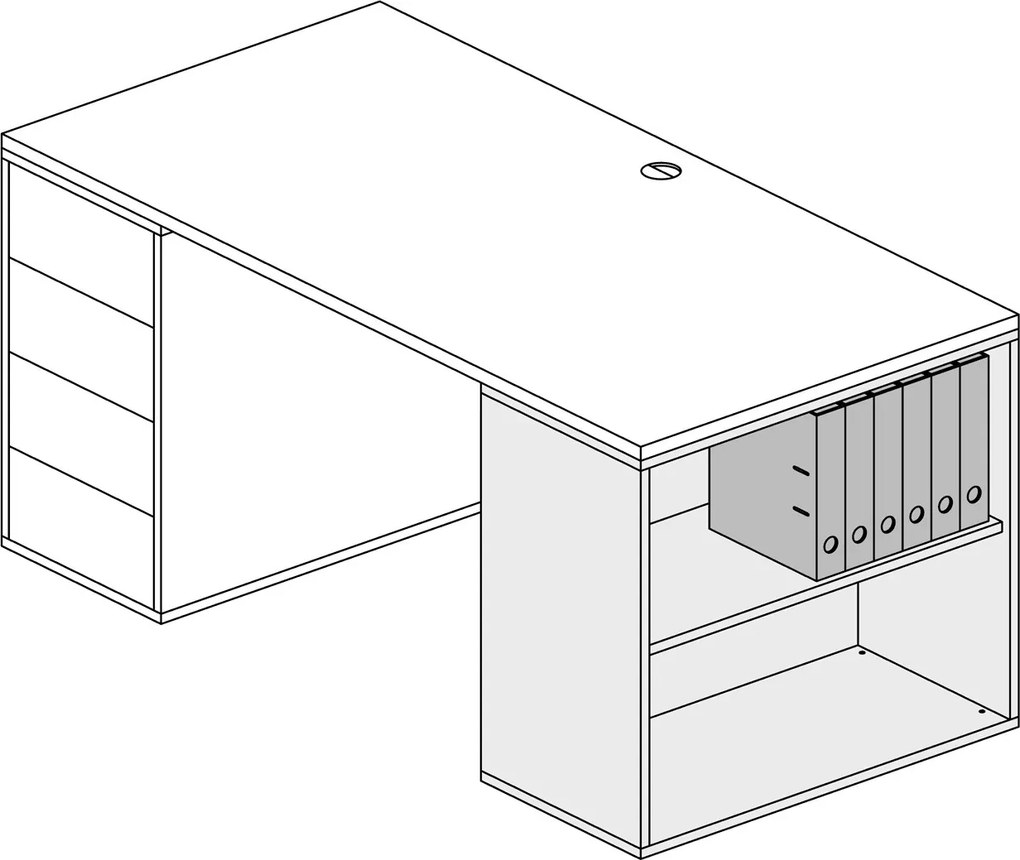 Kancelářský regál BLOCK, 800 x 400 x 710 mm, bílá