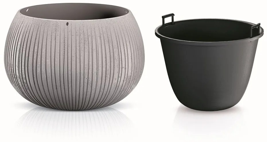 Prosperplast Květináč s vkladem BETON BOWL šedý 47,8 cm