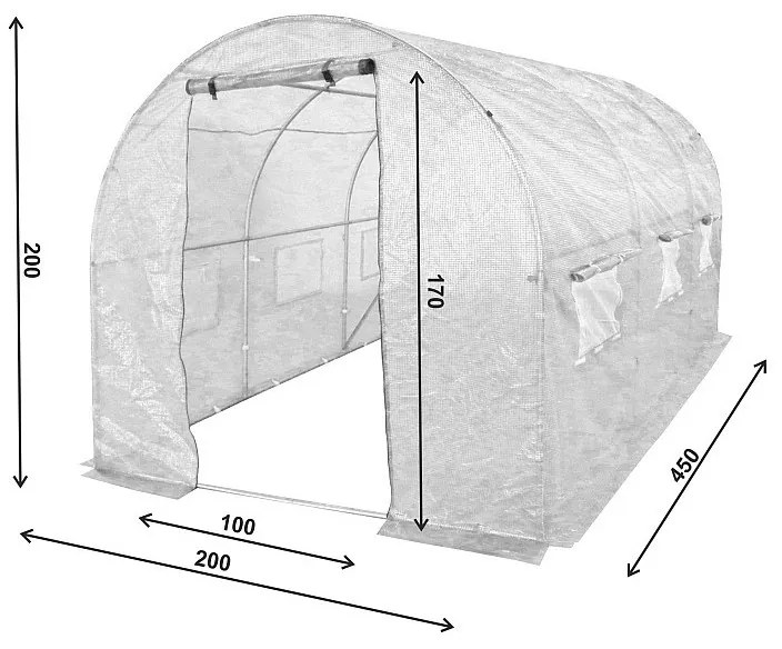 4iQ Group Zahradní Fóliovník PREMIUM 2x4,5m 9m2 BÍLÝ