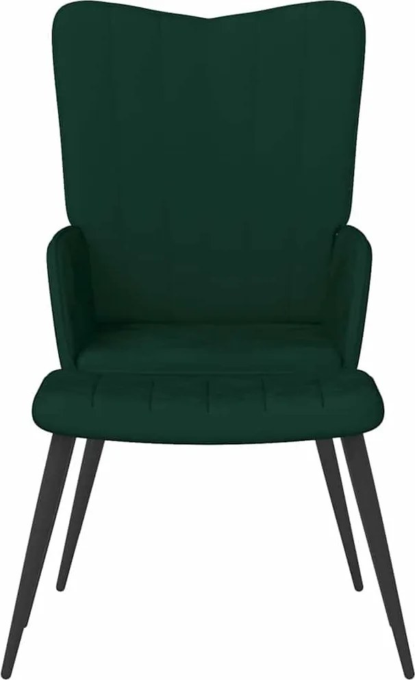 Relaxační křeslo se stoličkou tmavě zelené samet 327690
