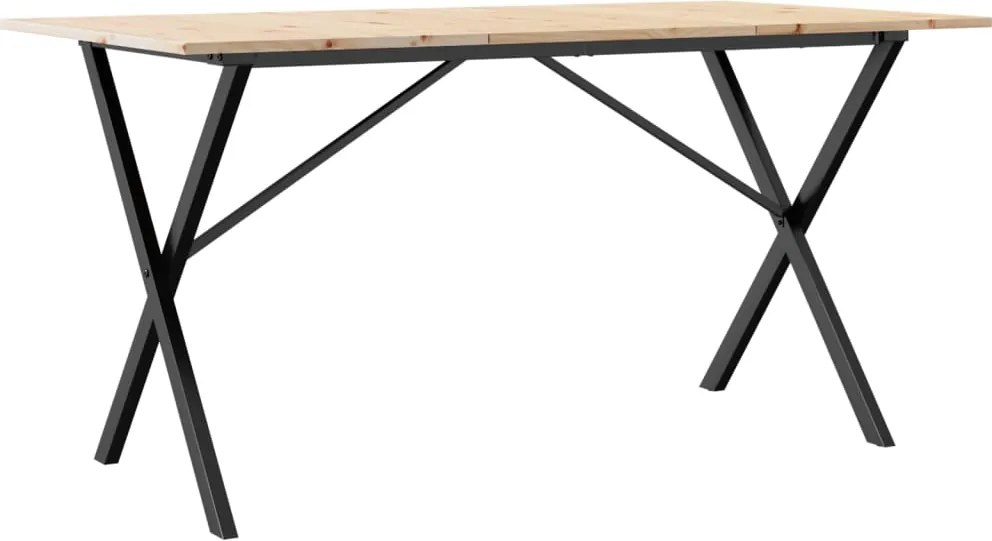 Jídelní stůl s X rámem 160 x 80 x 75 cm borové dřevo a ocel 3282699