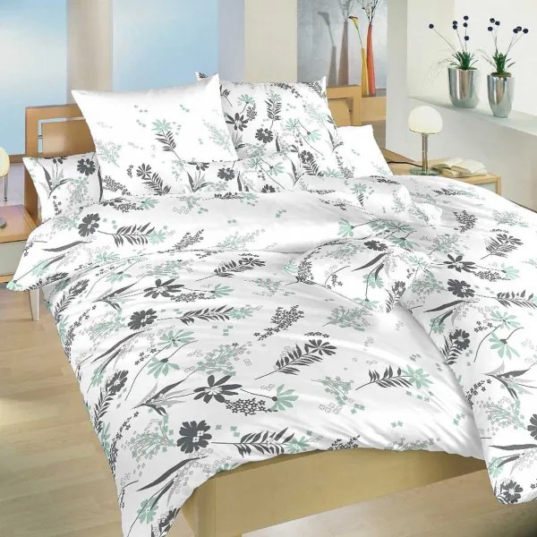 Dadka Povlečení bavlna Agáta mentolová na bílém  200x200, 2x70x90 cm