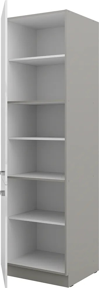 BIANCA sb | vysoká skříňka 60 DK-210 2F potravinová s policemi | 60 cm | světle šedá/bílá lesk