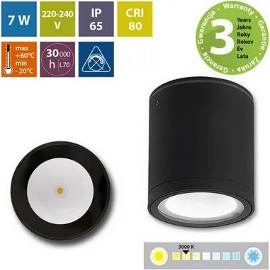 LED svítidlo McLED Noel R 7W 3000K IP65 černá ML-516.011.19.0