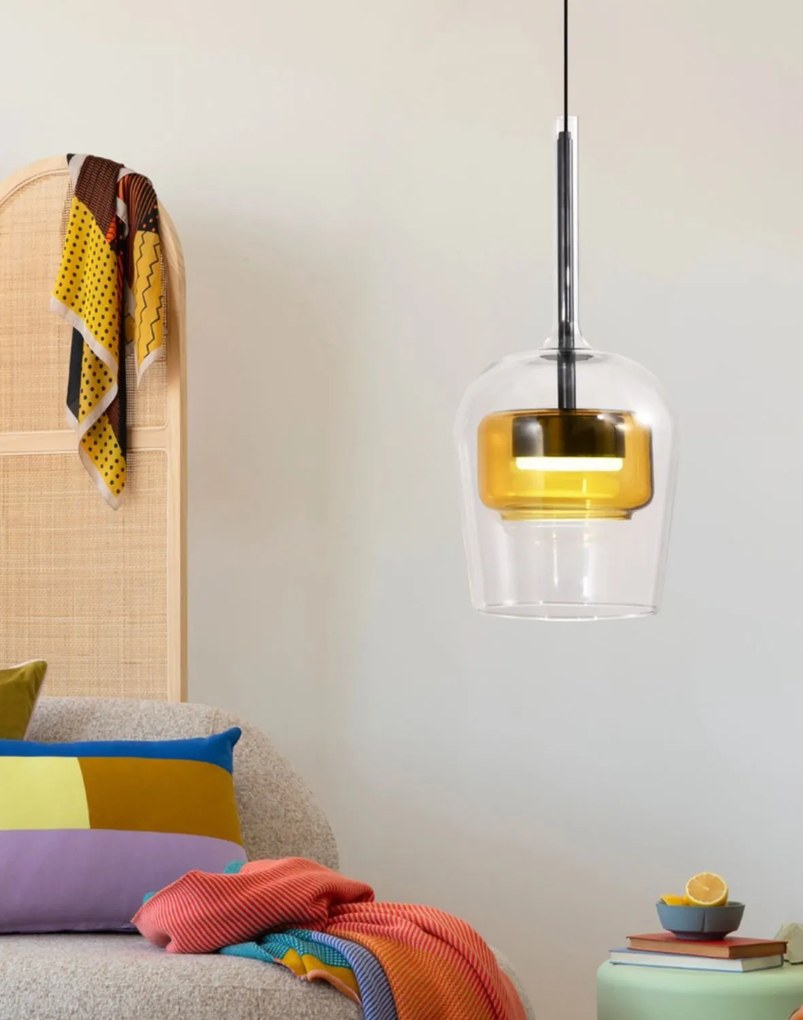 Skleněná závěsná lampa Glaxi