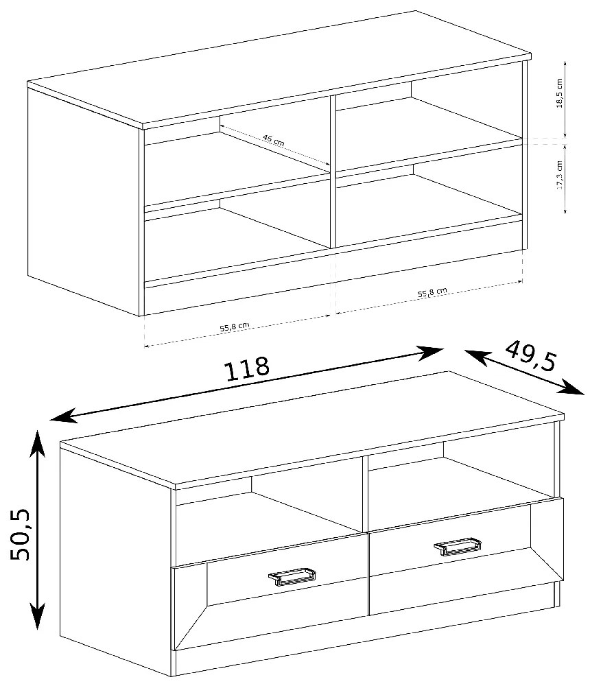TADEUSZ L | TV stolek T-11 | 118 cm | lefkas