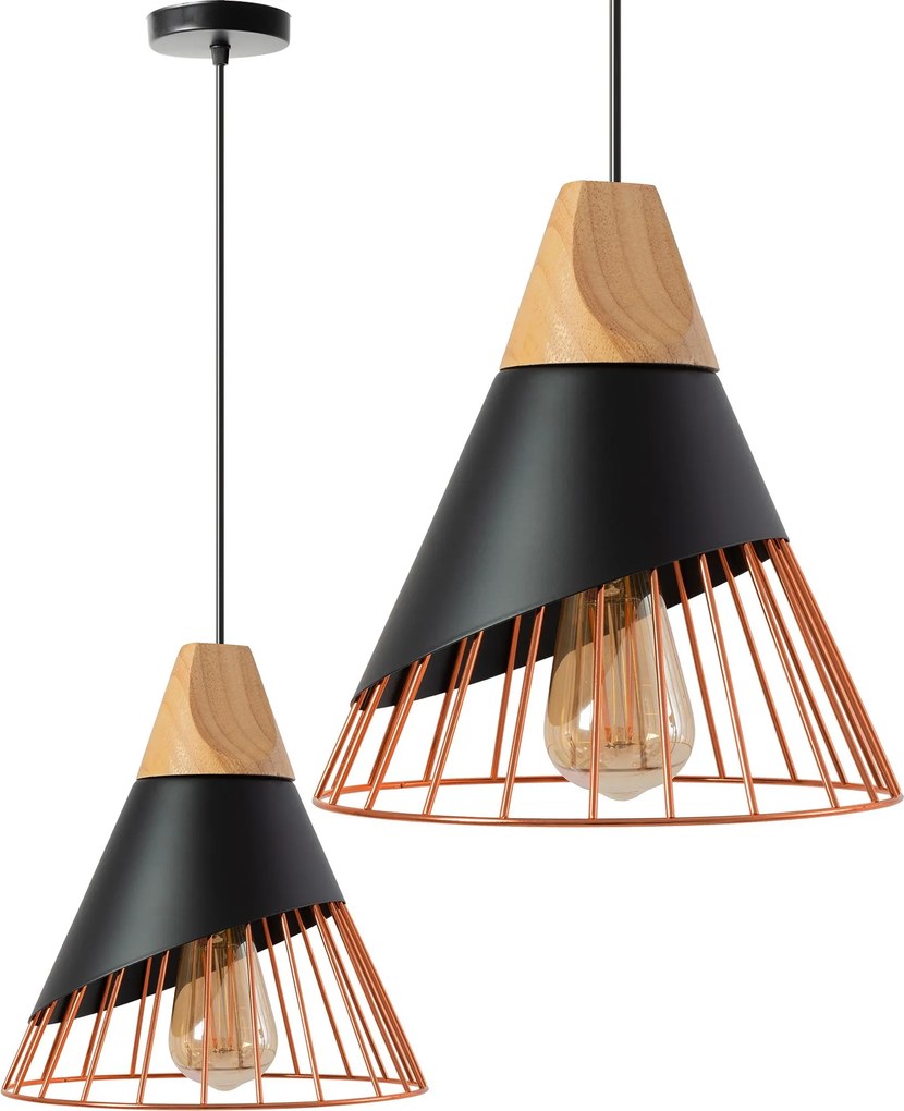 Toolight - Skandidávská závěsná stropní lampa APP225-1CP, černá-hnědá-růžová zlatá, OSW-00892