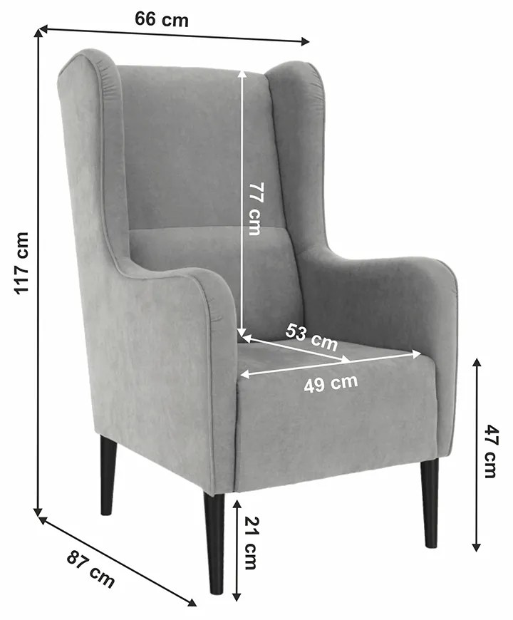 Kondela Křeslo ušák, šedá/černá, BREDLY