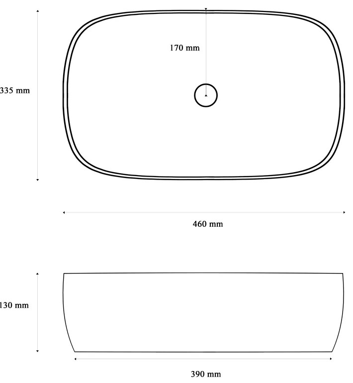 Gamma Miki, umyvadlo na desku 460x335x130 mm, bílá lesklá, GMA-UC-MIKI