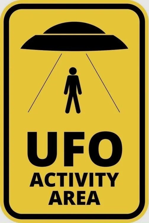 Plechová cedule UFO Activity Area Velikost: A4 (30 x 20 cm)