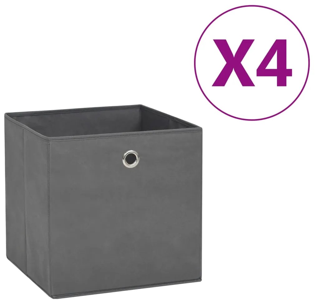 Úložné boxy 4 ks netkaná textilie 28 x 28 x 28 cm šedé 325191