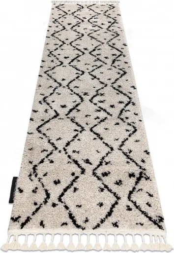 Dywany Łuszczów, Běhoun Berber Tetuan B751 cream, 60x300, bílá, obývací pokoj