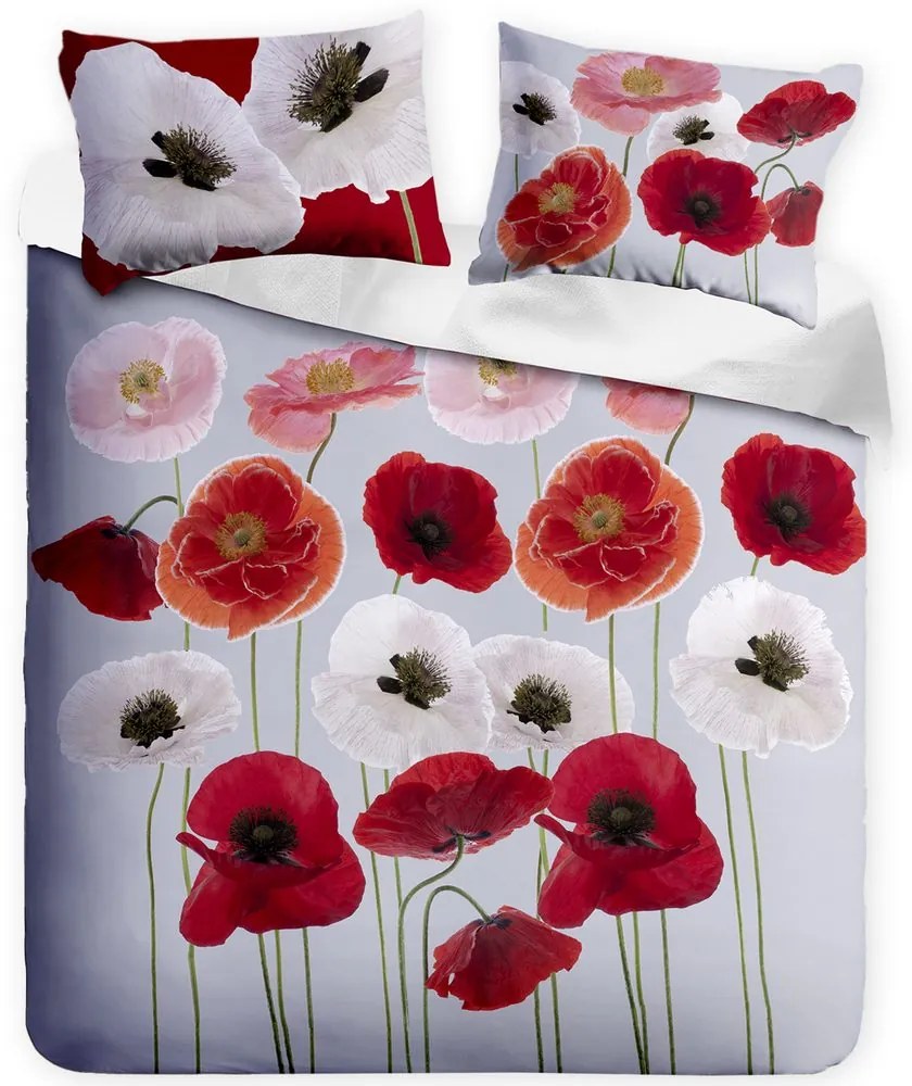 3D italské povlečení 100% bavlna Poppies - 220x200 / 2x70x90 cm