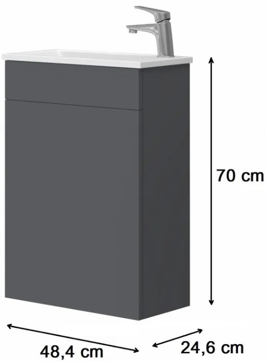 Lavedo Amadeo II Antracit 50 koupelnová skříňka s umyvadlem