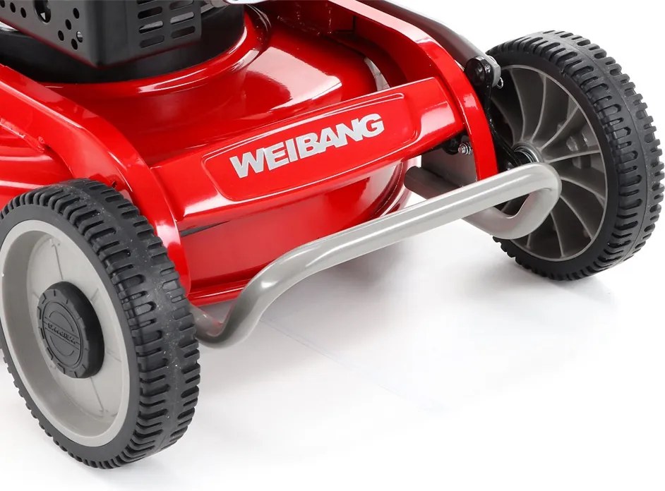 Weibang WB 466 SCM Profi mulčovací sekačka s pojezdem 45 cm, kovová převodovka, bez koše, OHV 166 ccm – Servis ČR