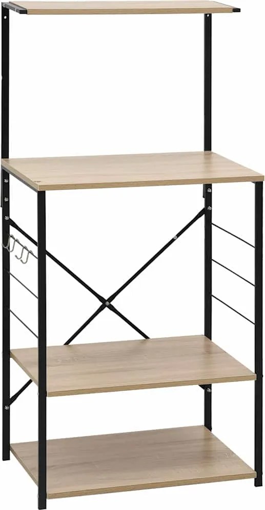 Skříňka na mikrovlnku černá a dub 60 x 39,6 x 123 cm kompozit 288239