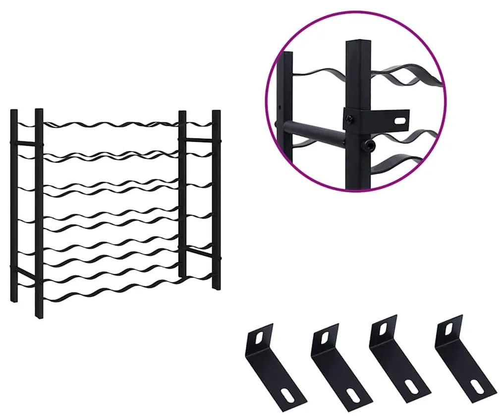 vidaXL Marketos Stojan na víno na 36 lahví černý železný