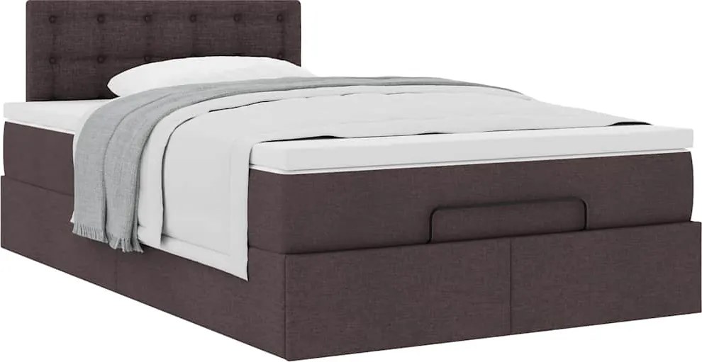 Osmanský rám postele s matrací tmavě hnědá 120x190cm textil 3311611