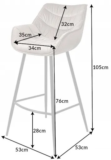 Barová židle The Dutch Comfort sametové šampaňské / 40836