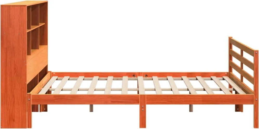 Postel s knihovnou bez matrace hnědá 180 x 200 cm masivní dřevo 3321920