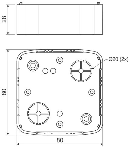 Krabice lištová KOPOS LK 80x28 T I2 tmavý dub