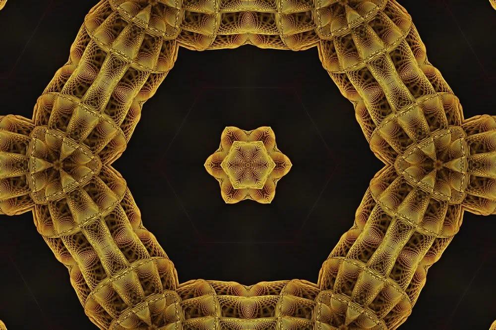 Tapeta zajímavá zlatá Mandala - 225x150 cm