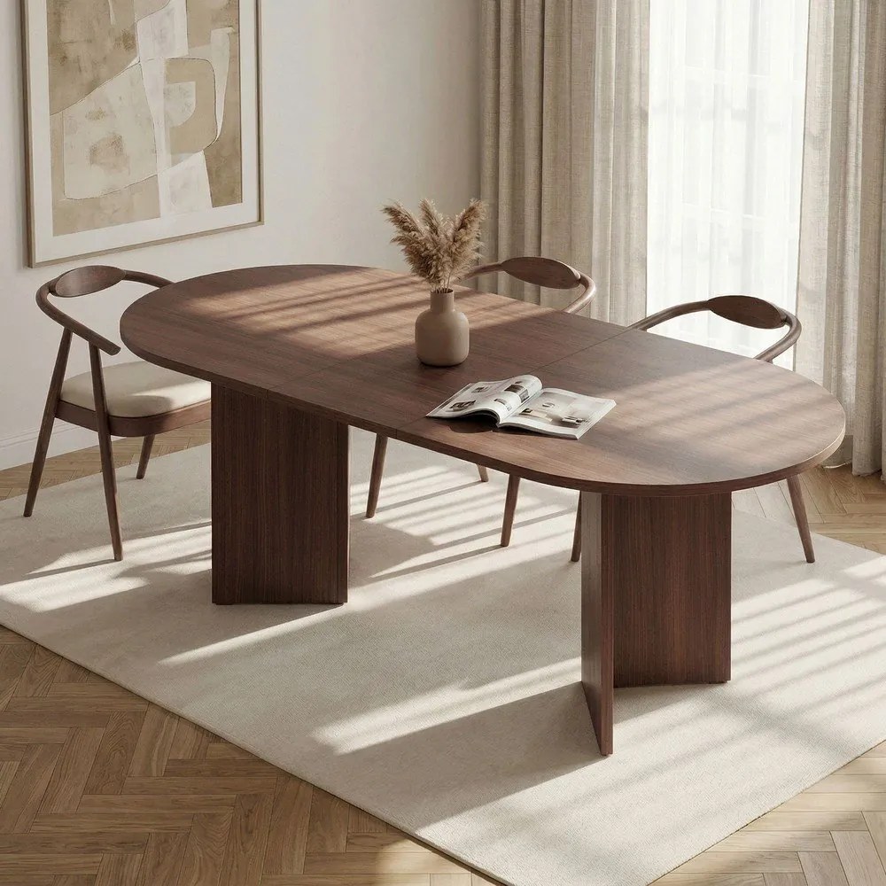 Rozkládací jídelní stůl s přídavnou deskou v dekoru ořechu 90x160 cm Sorell – Kalune Design