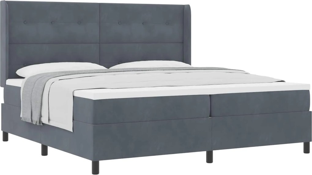 Postel s boxspringem s čelo Tmavě šedá 200 x 200 cm samet 3342027