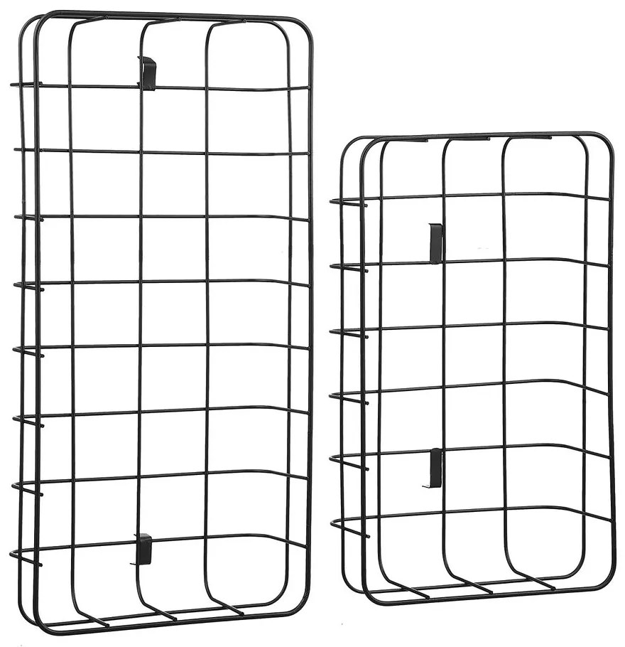 GRID Etažér se dvěma drátěnými koši - černá
