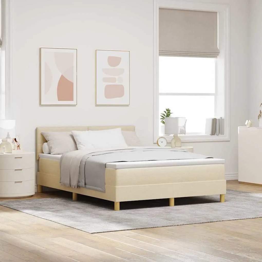 Postel s boxspringem s polštářem Krémová 140 x 200 cm textil 3338928