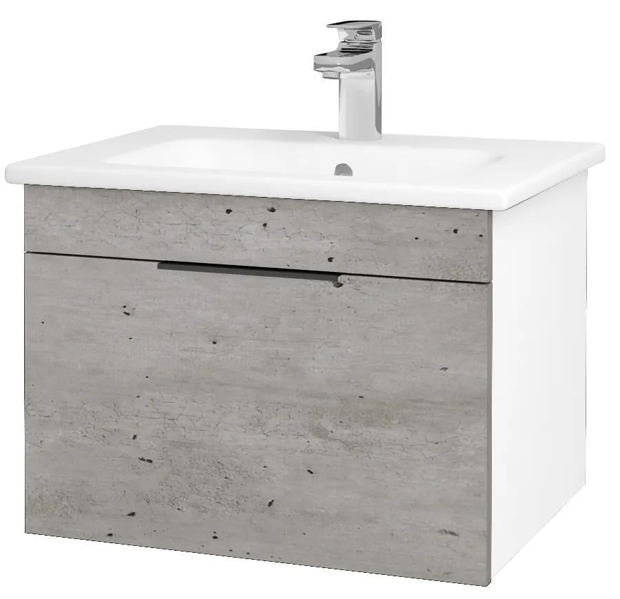 Dřevojas Koupelnová skříň ASTON SZZ 60 Varianta: N01 Bílá lesk / Úchytka T01 / D16 Beton tmavý