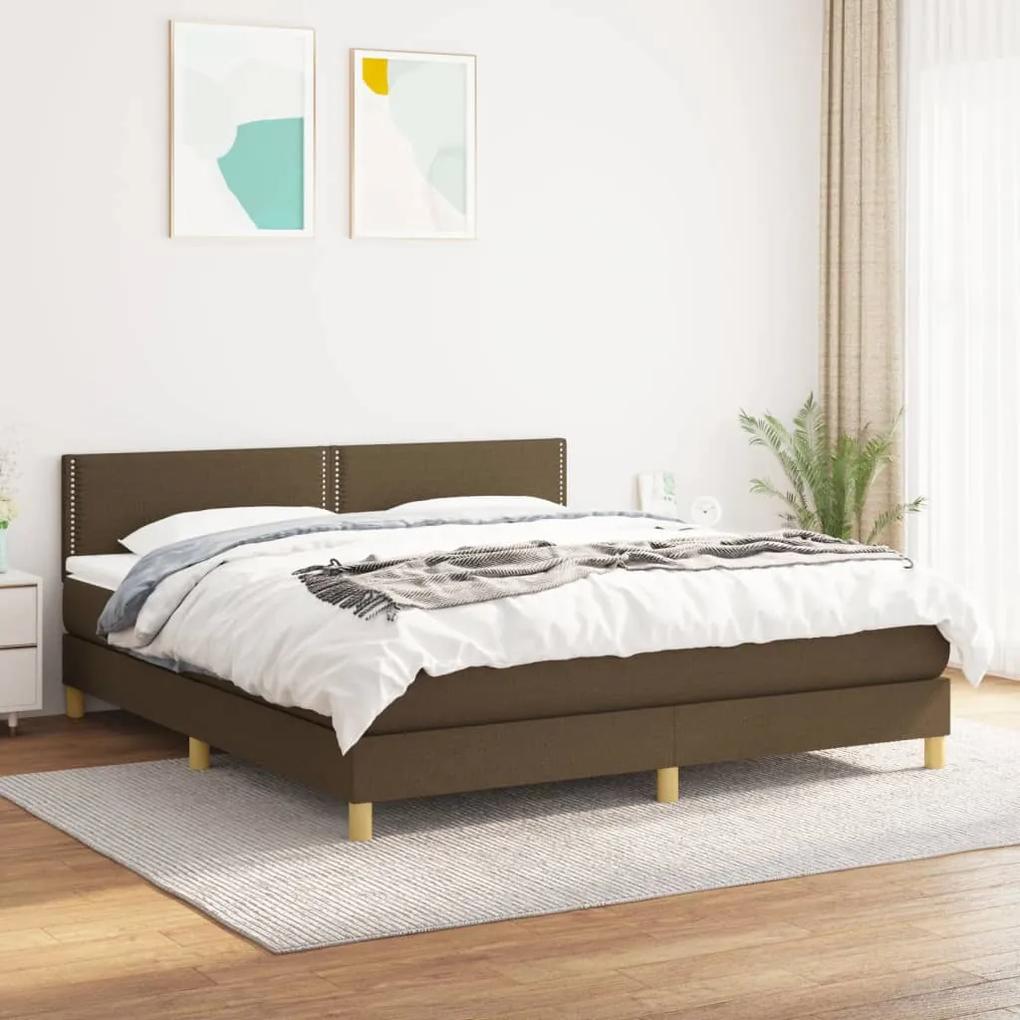 Box spring postel s matrací tmavě hnědá 180x200 cm textil,  3140556